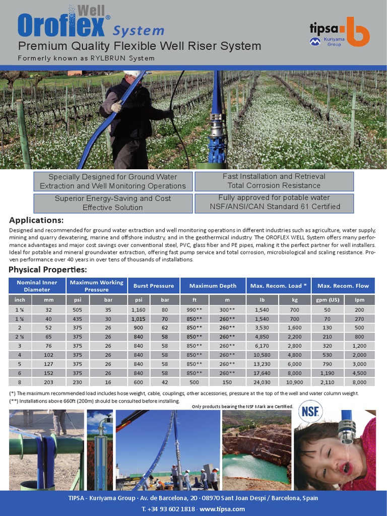 OROFLEX WELL Product Data Sheet | PDF | Water | Materials