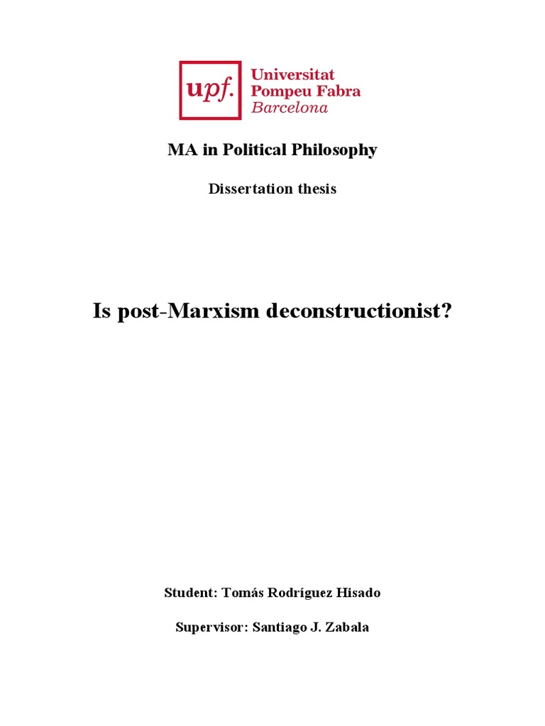 Is Post-Marxism Deconstructionist?: MA in Political Philosophy | PDF ...