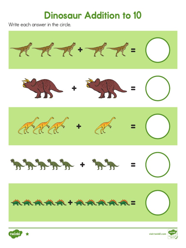 Dinosaur-Themed Addition Worksheet | PDF | Teaching Methods & Materials