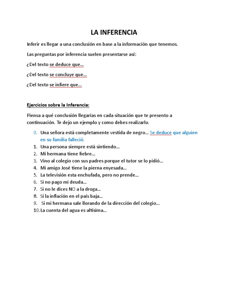 La Inferencia Ejercicios | PDF