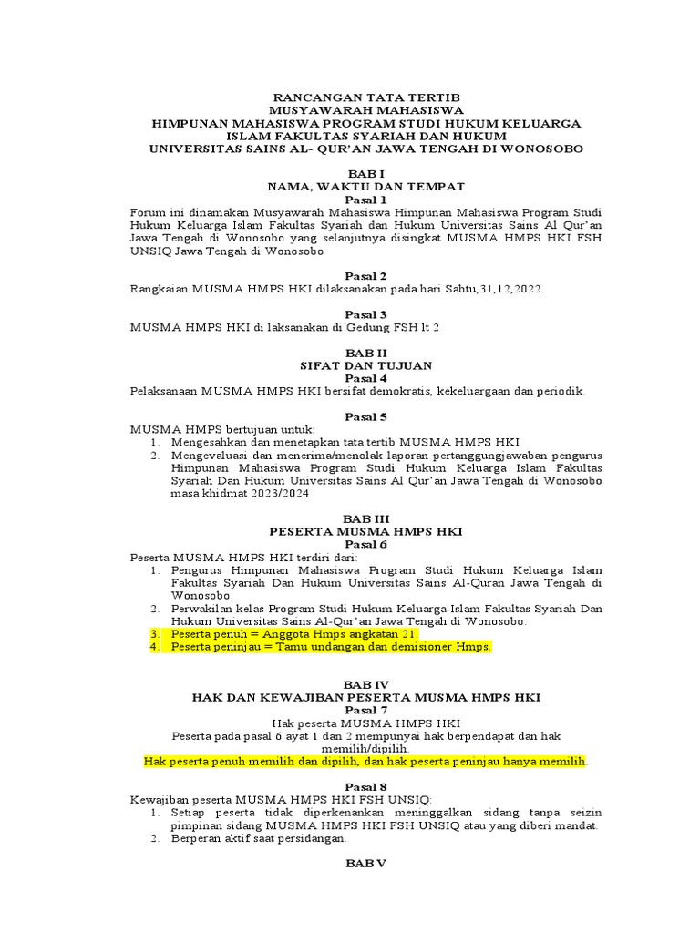 Rancangan Tata Tertib | PDF