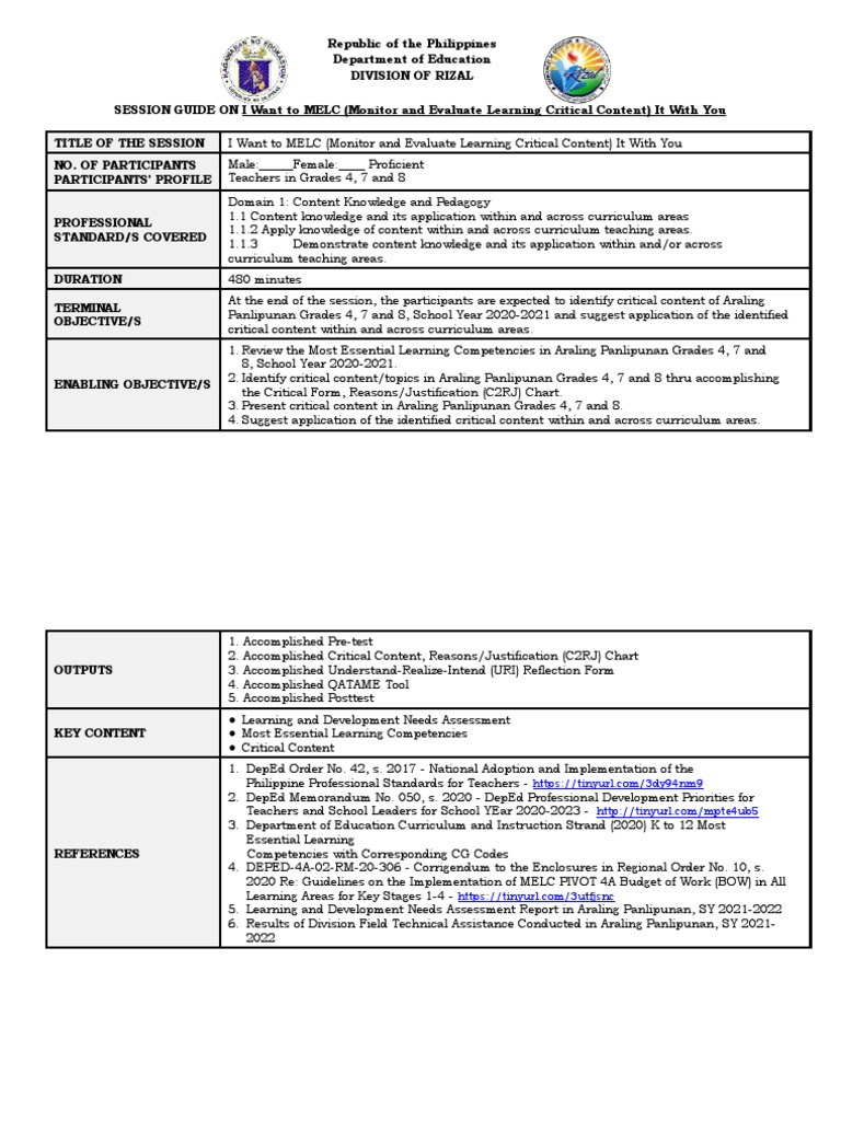 Sample Session Guide | PDF | Educational Technology | Pedagogy