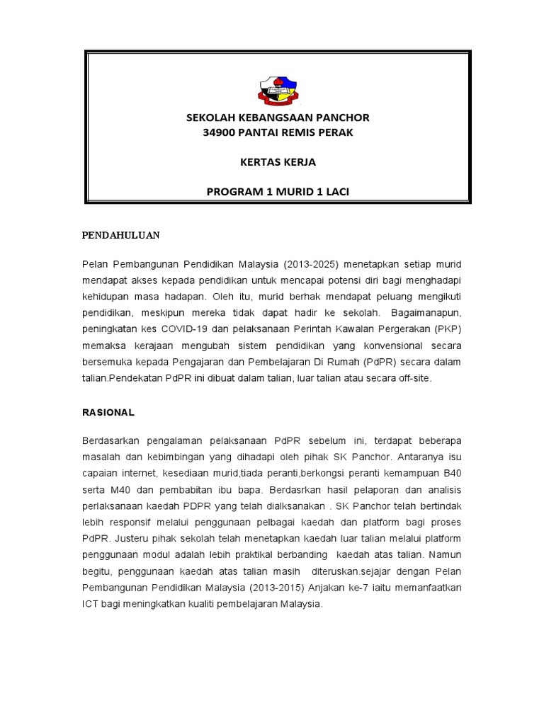 Kertas Kerja 1 Murid 1 Laci | PDF