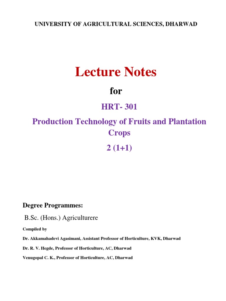 HRT-301-Production Technology For Fruits and Plantation Crops | PDF | Banana | Agriculture
