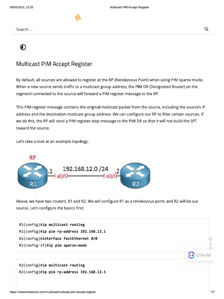 Lec-19 Multicast PIM Accept Register | PDF