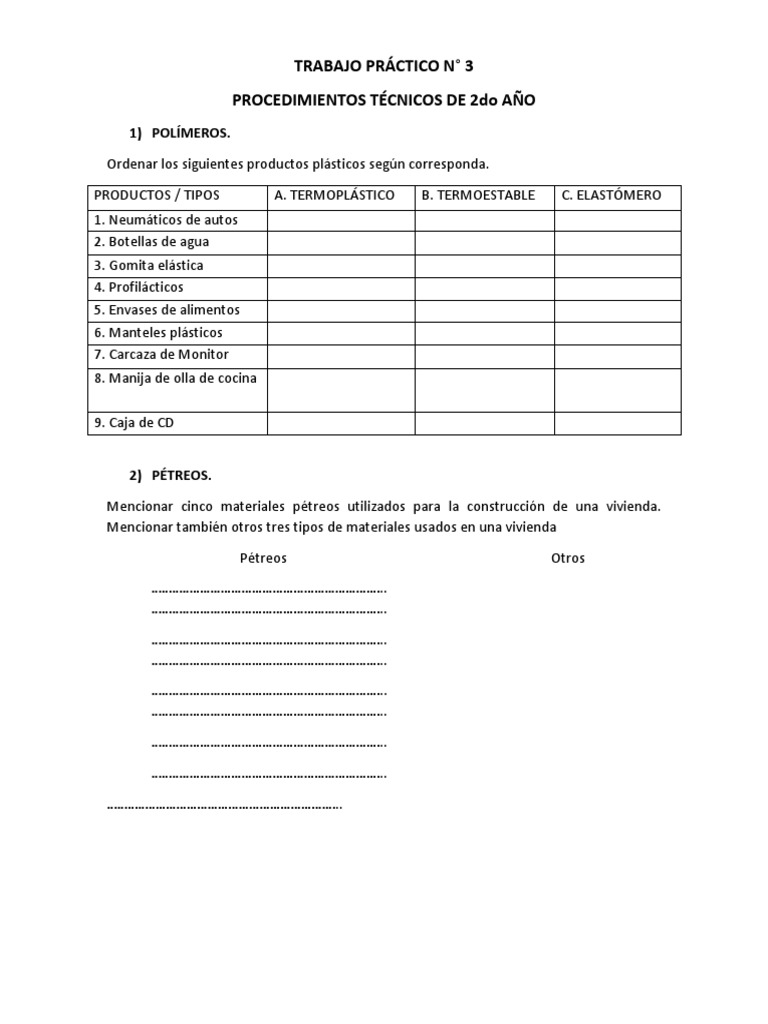 Trabajo Práctico #3 de Procedimientos Tecnicos de 2do | PDF