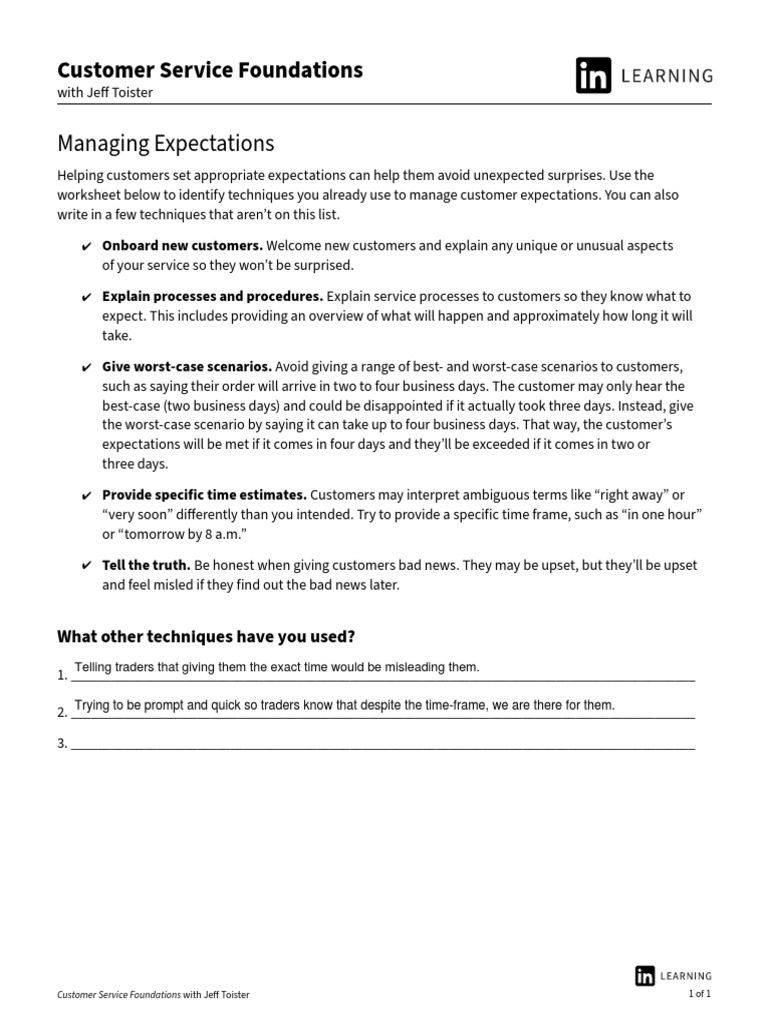 Managing Expectations | PDF