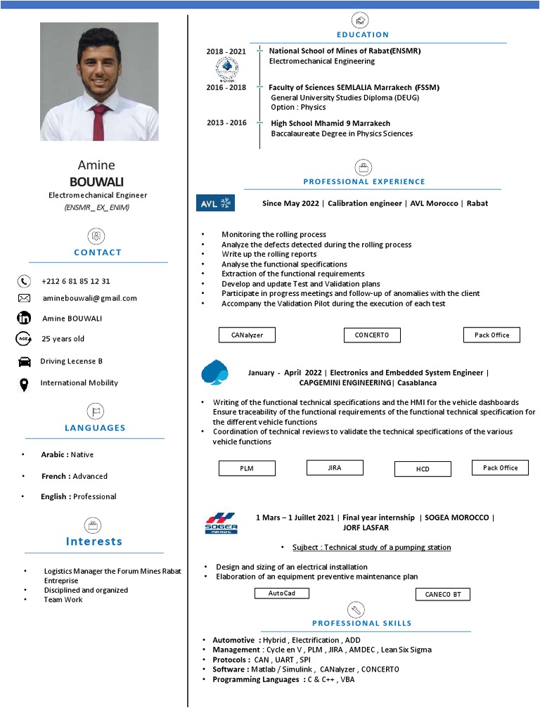 Eng Bouwali Amine CV | PDF | Engineering | Systems Engineering