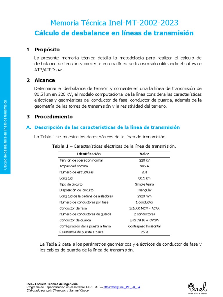 Cálculo de Desbalance en Líneas de Transmisión | PDF | Línea de ...