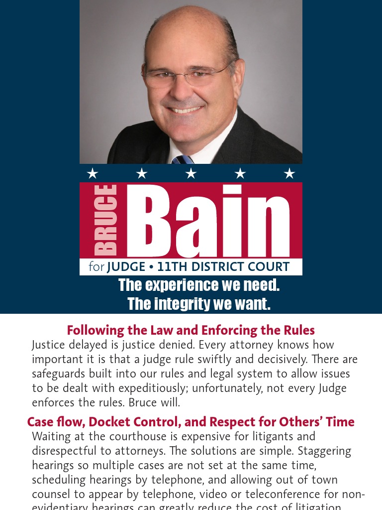 Bruce Bain For Judge | PDF | United States District Court | Lawsuit