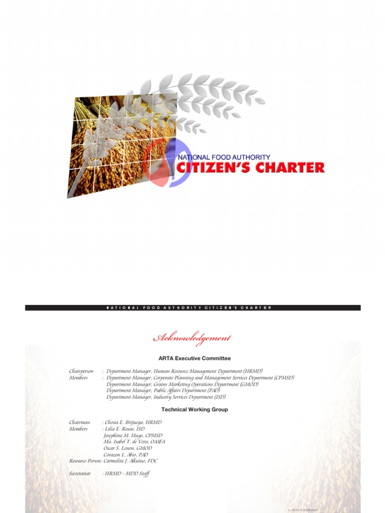 NFA PH Citizen's Charter | PDF | Warehouse | Rice