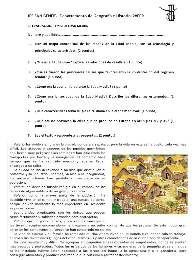 Examen Edad Media FPB II | PDF