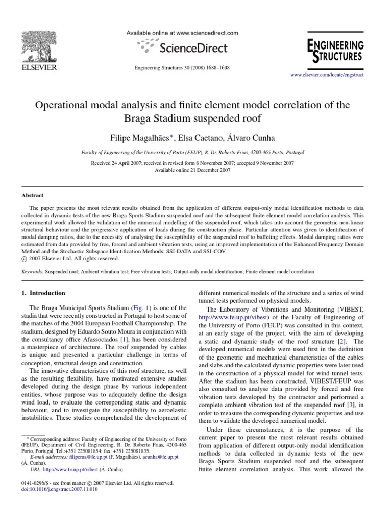 2007 Operational Modal Analysis And Finite Element Model Correlation