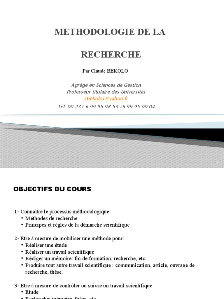 Cours de Methodologie de La Recherche | PDF | Induction (logique) | Science Cours de Methodologie de La Recherche | PDF | Induction (logique) | Science