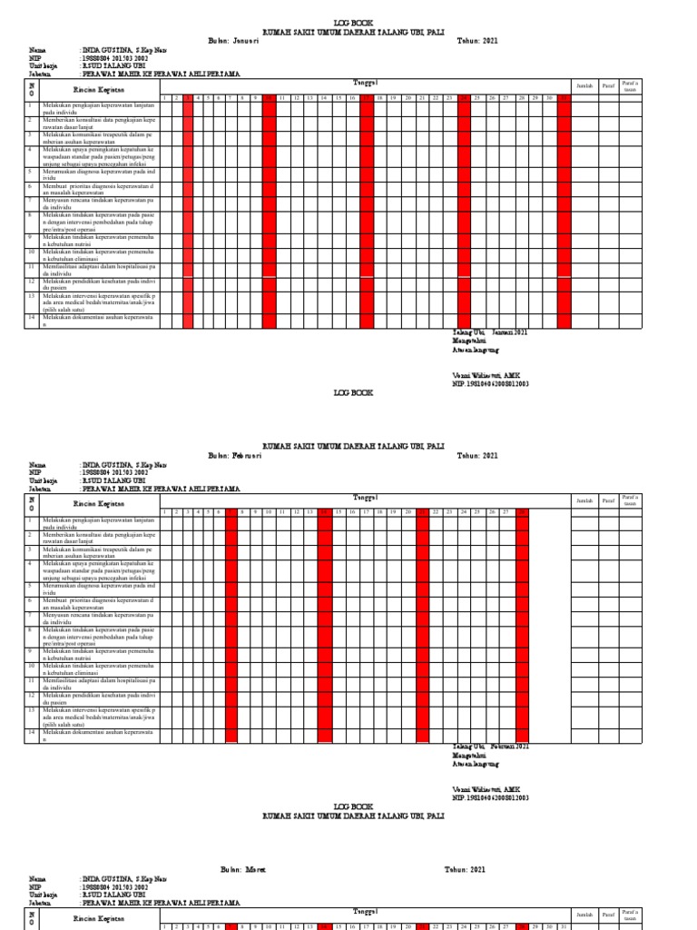 Contoh Logbook Keperawatan 2021 | PDF