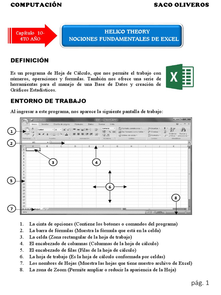 4to Año - Capítulo 10 - Nociones Fundamentales Excel | PDF | Microsoft Excel | Hoja de cálculo