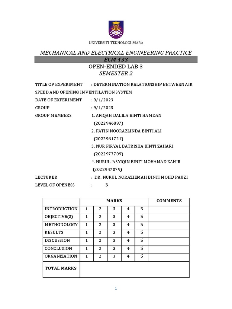 Group1 - Determination Relationship Between Air Speed and Opening in Ventilation System ...