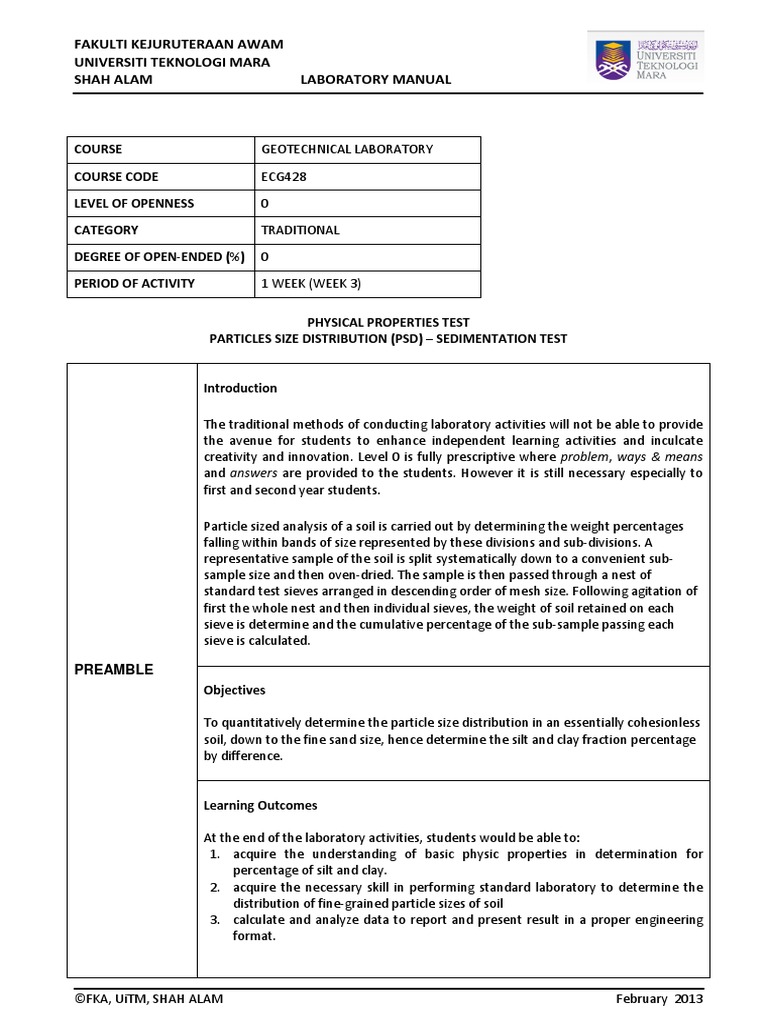 LEVEL 0_week 3_sedimentation test | PDF | Particle Size Distribution | Silt