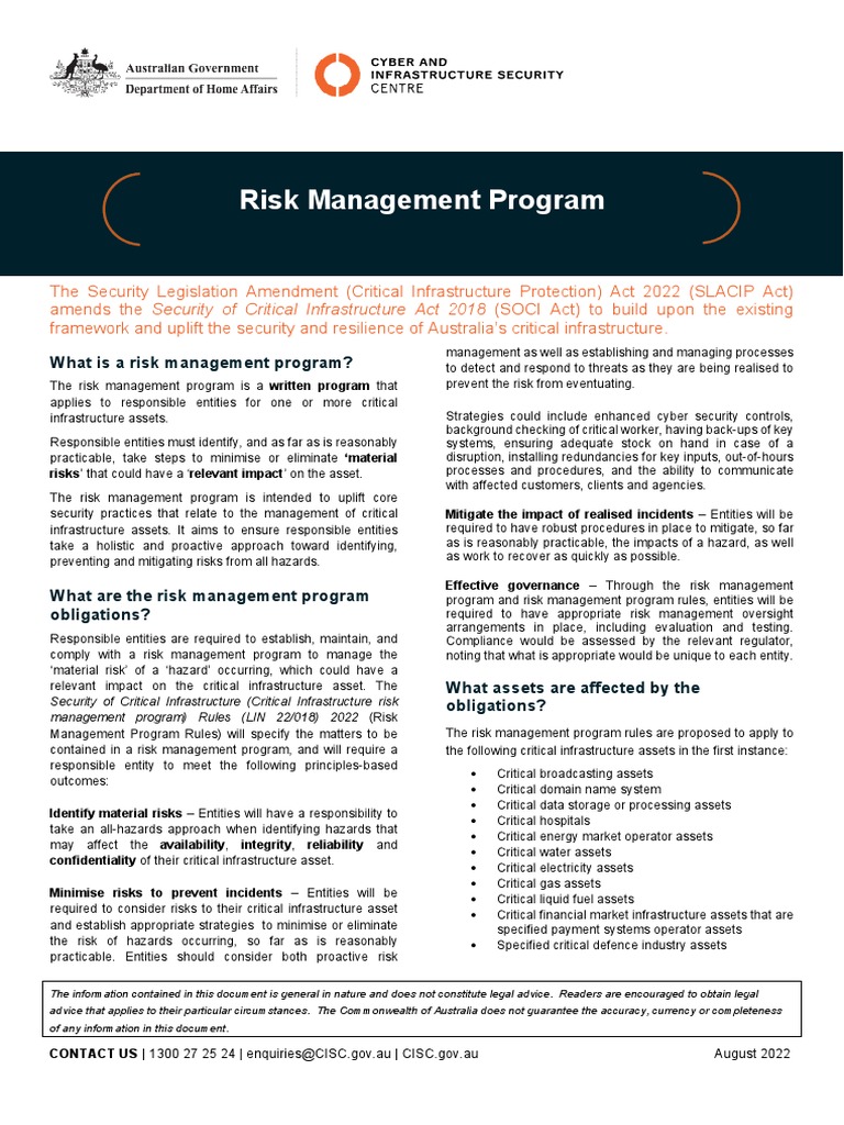 Critical Infrastructure Risk Management Guide | PDF | Risk | Risk ...