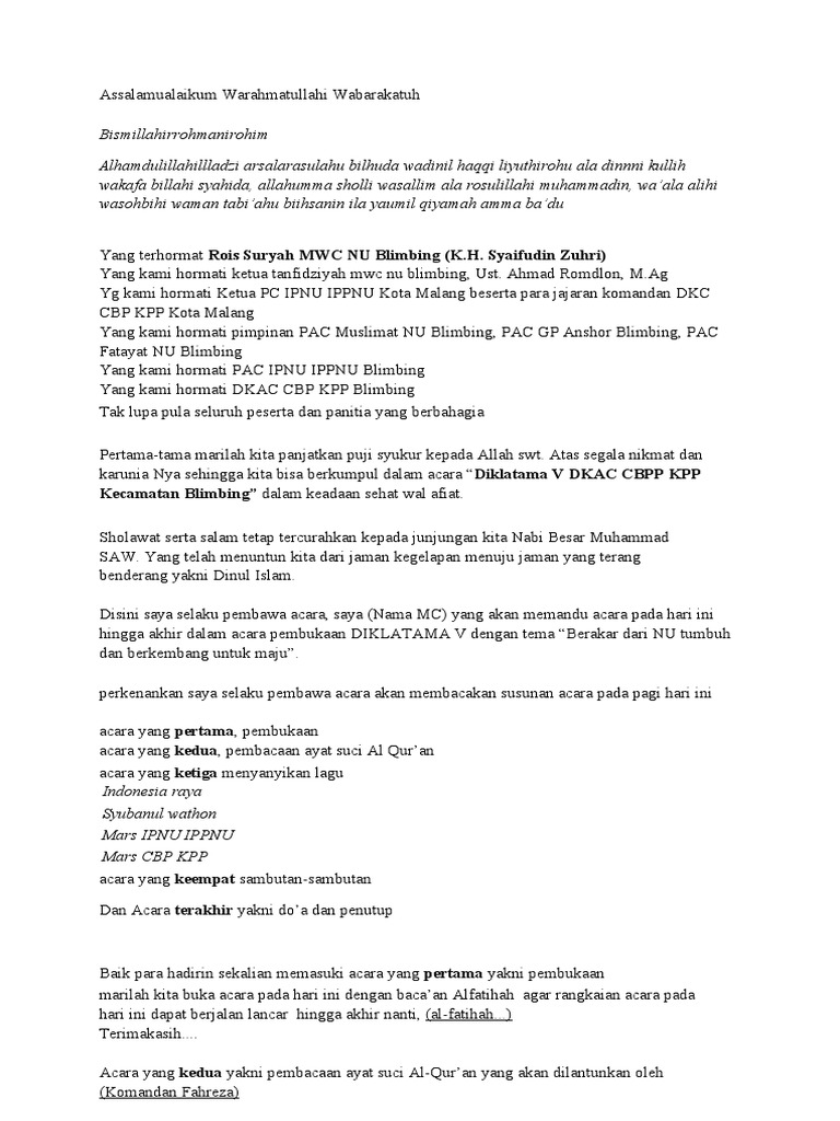 Contoh Teks MC | PDF