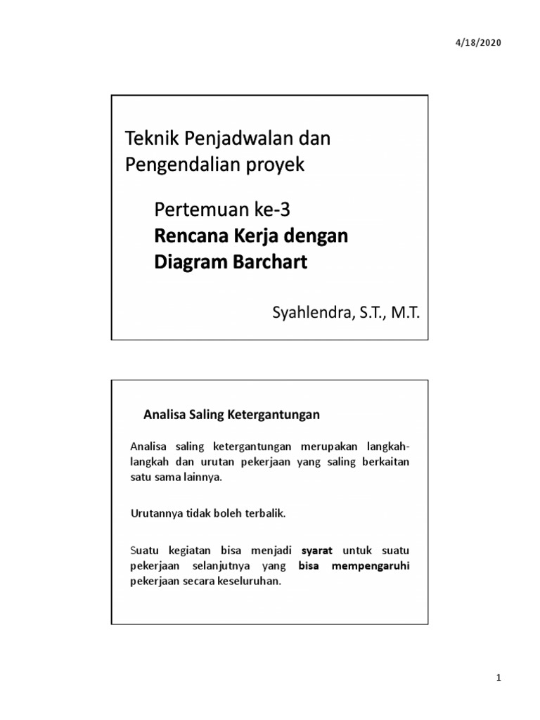 Pertemuan 3 Rencana Kerja Dengan Diagram Barchart | PDF