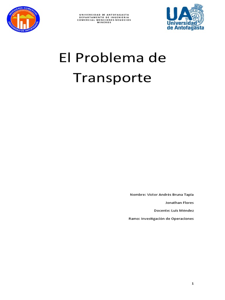 El Problema de Transporte | PDF | Transporte | Ecuaciones
