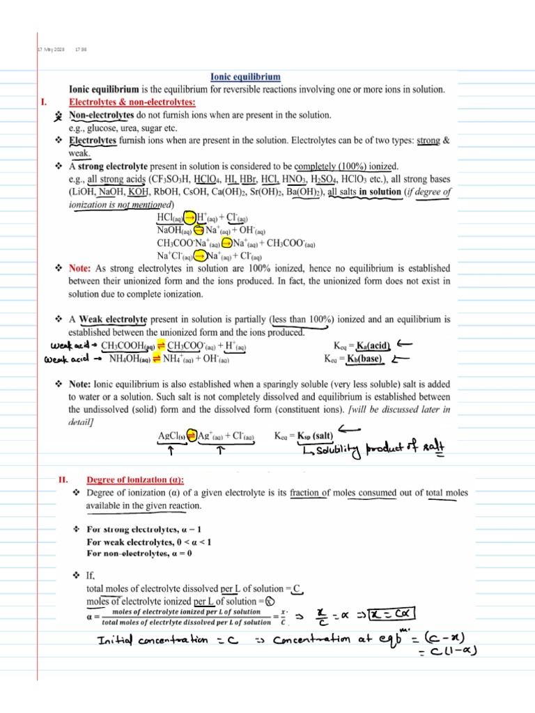 Ionic Equilibrium - Batch 01 Notes | PDF