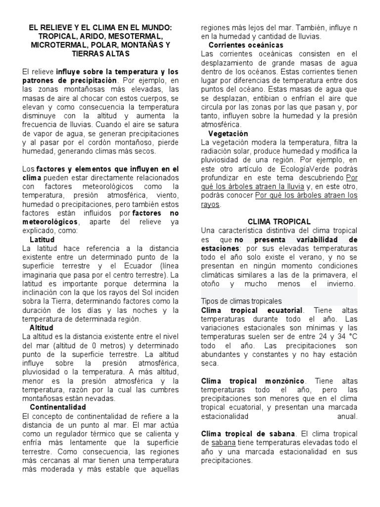 El Relieve y El Clima en El Mundo | PDF | Clima | Desierto