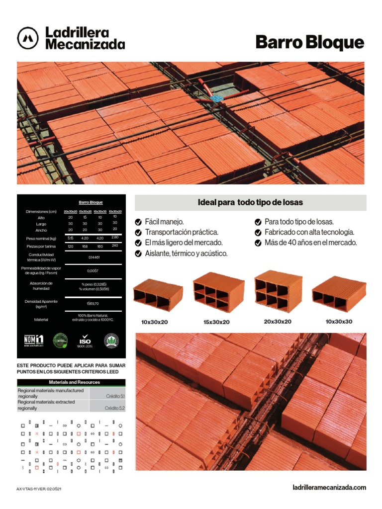 Bloques de Barro: Ligereza y Aislamiento | PDF