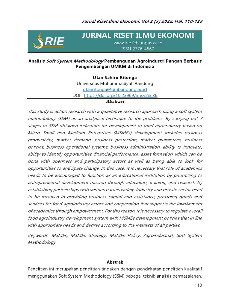 Analisis Soft System Methodology Pembangunan Agroindustri Pangan ...
