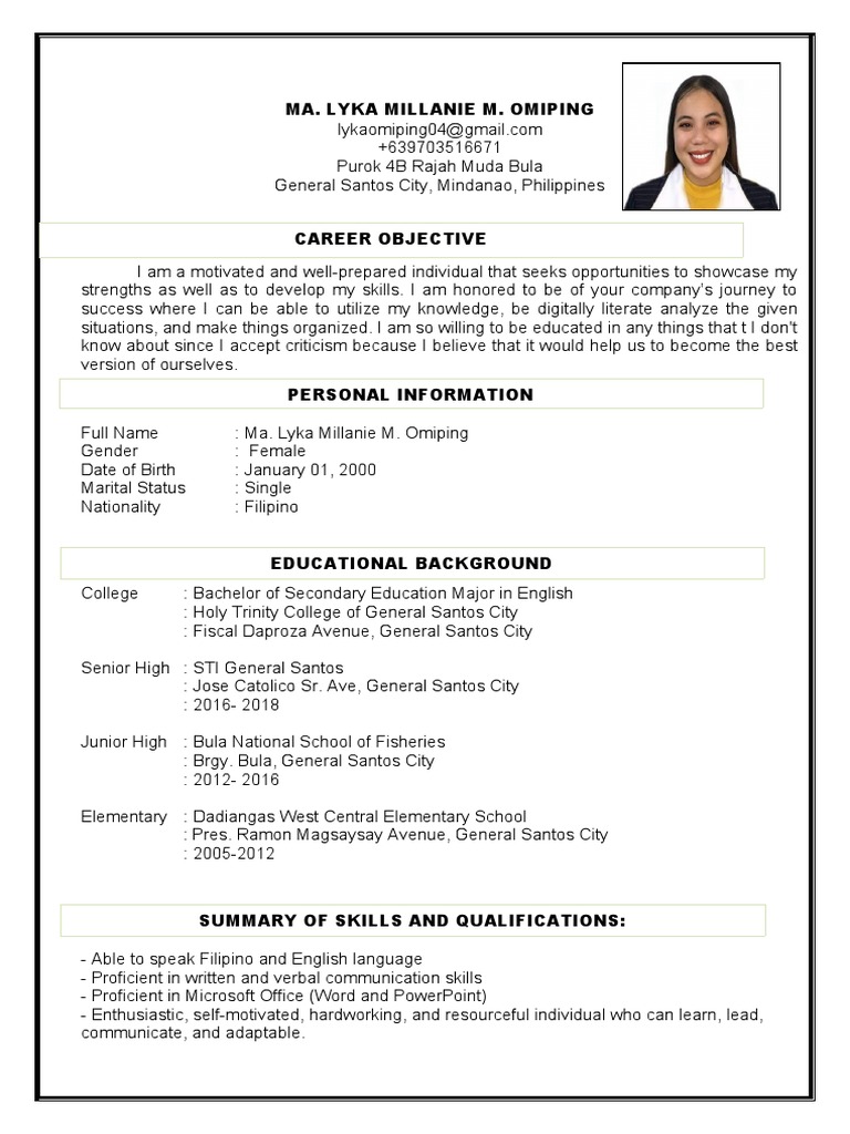 My Resume (Omiping) . | PDF | Teachers | Cognition