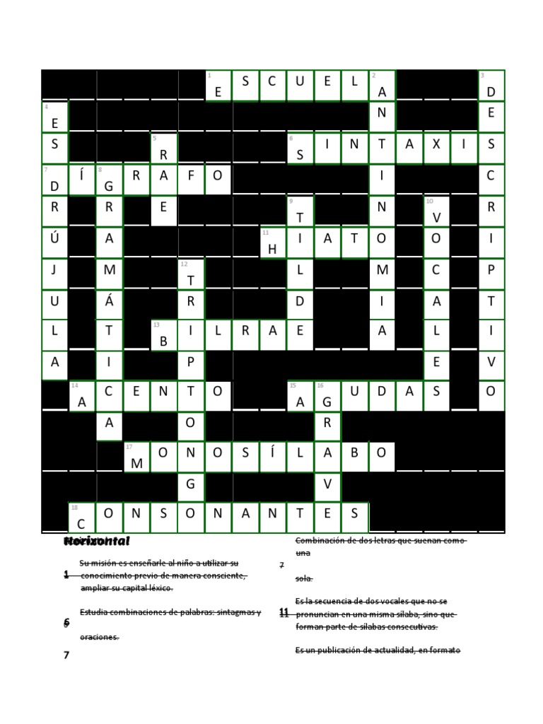 Crucigrama de Términos Lingüísticos | PDF | Ciencia cognitiva | Cognición