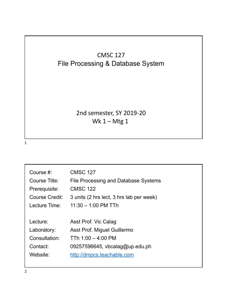W1L1 - Course Outline | PDF | Databases | Relational Database