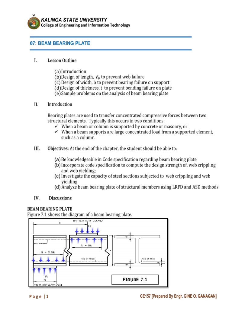 Steel Beam Bearing Plate Design | PDF