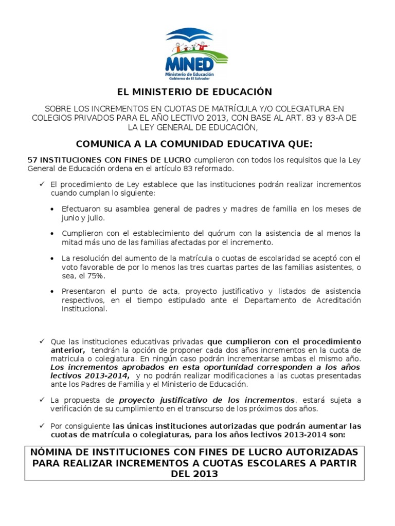 Comunicado Incrementos 2012 | PDF