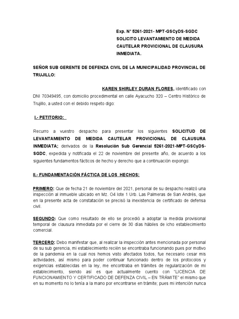 Solicitud MPT - SUB GERENCIA DE DC | PDF