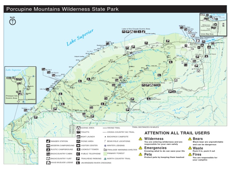 Porcupine Mountains Wilderness Area Backcountry Map | PDF | Hiking ...