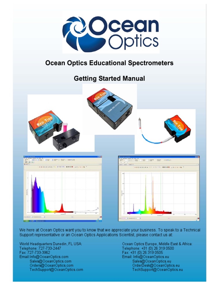 Ocean Optics Educational Spectrometers Getting Started Manual | PDF | Absorbance | Usb