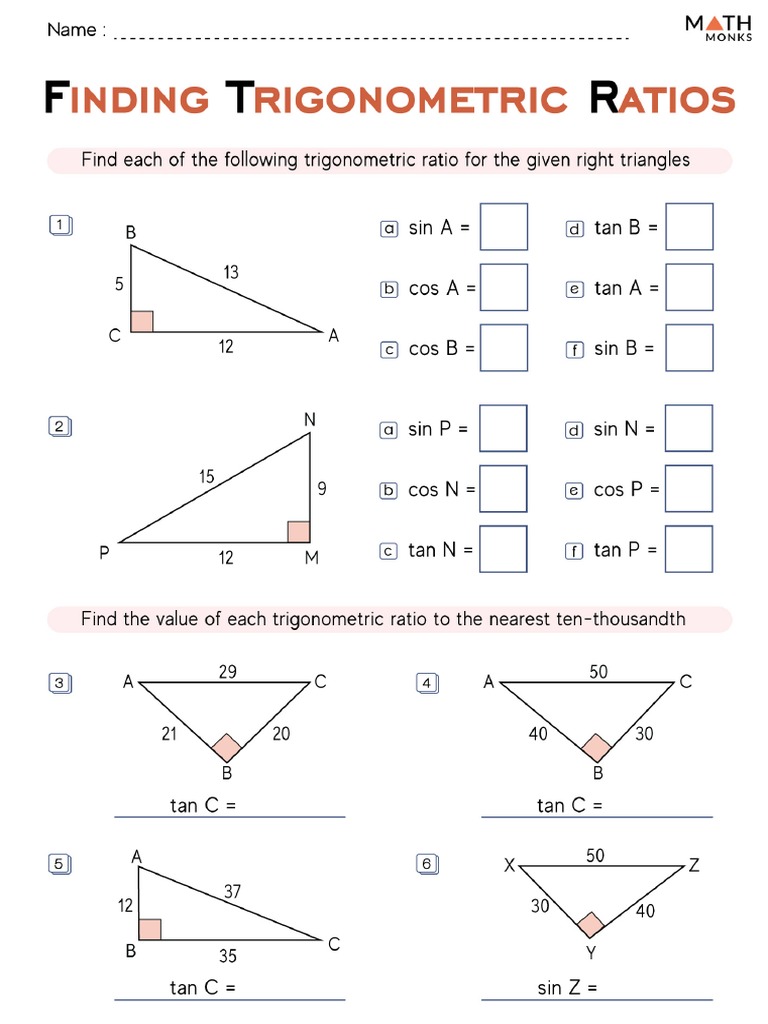 Trig Ratios Worksheet | PDF