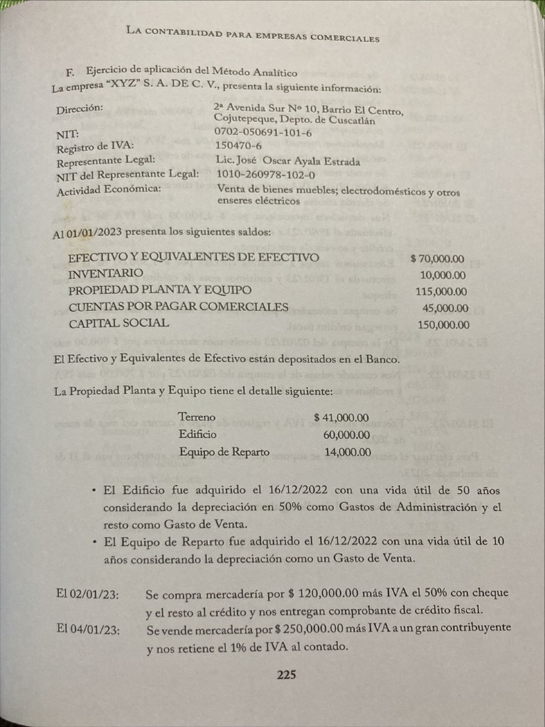 Ejercicio Contabilidad | PDF