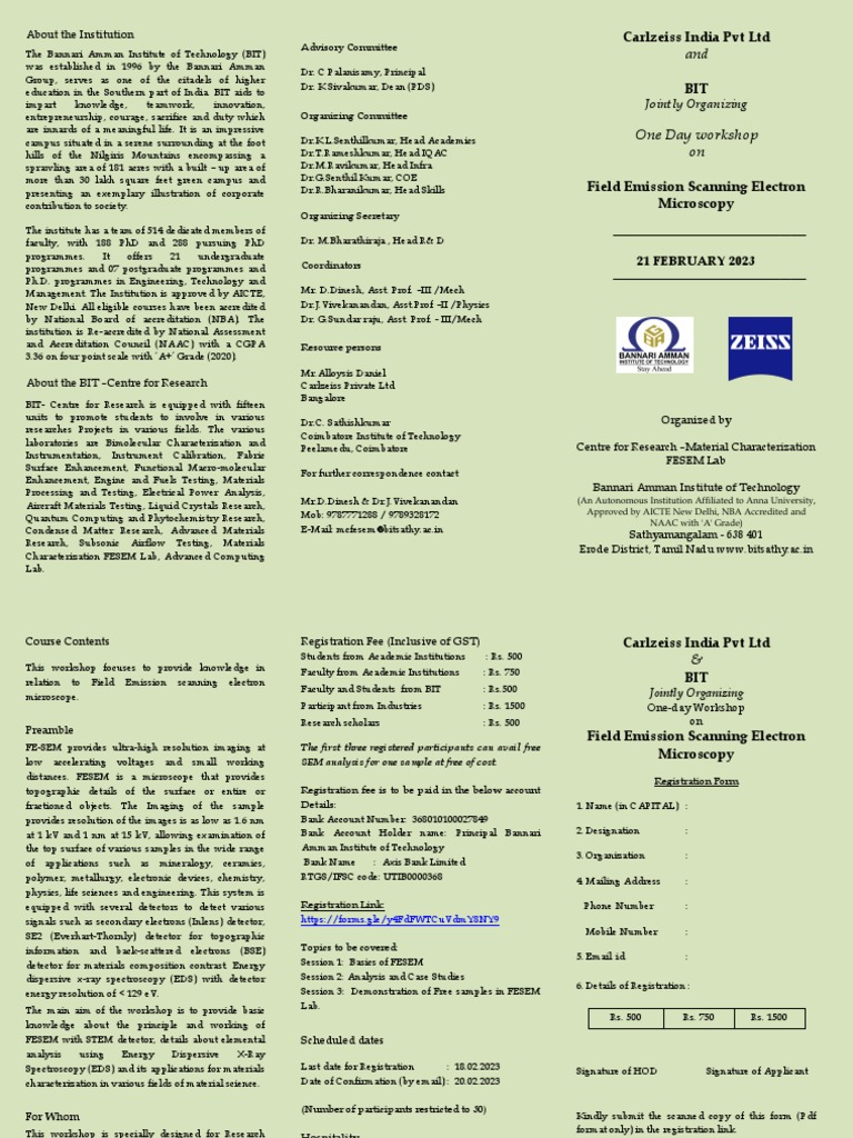 Brochure Final - FESEM -14.02.2023 | PDF | Scanning Electron Microscope ...