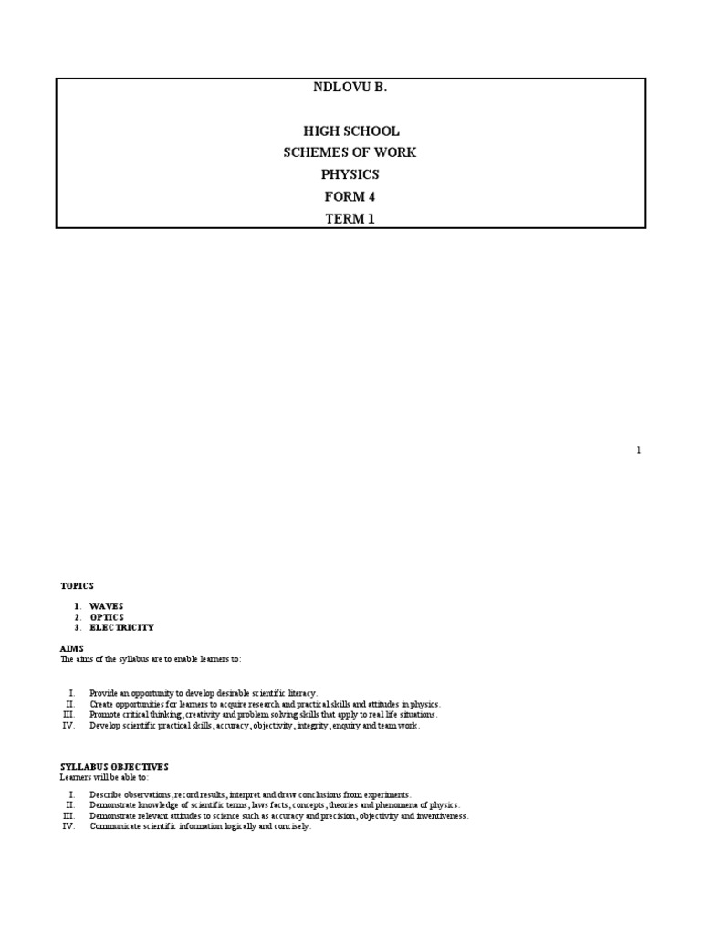 Physics F4 Scheme Term1 2022 | PDF | Waves | Sound