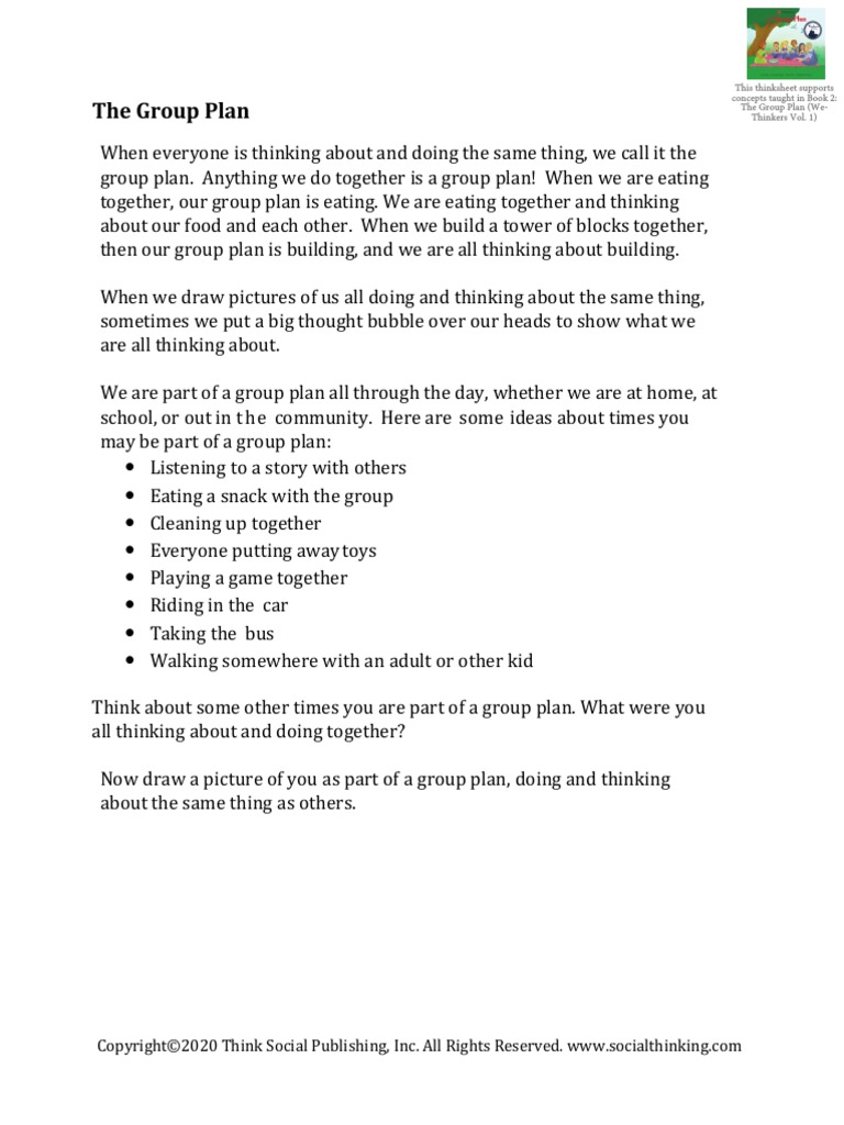 We Thinkers Vol 1 The Group Plan Thinksheet | PDF