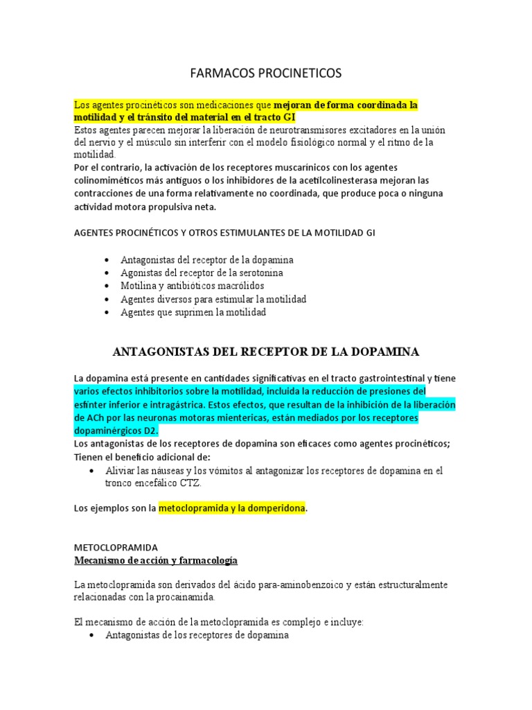FARMACOS PROCINETICOS | PDF | Serotonina | Dopamina