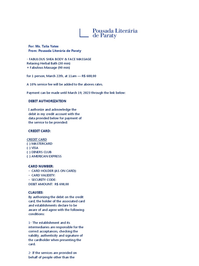 Authorization Ms. Talia Yates | PDF