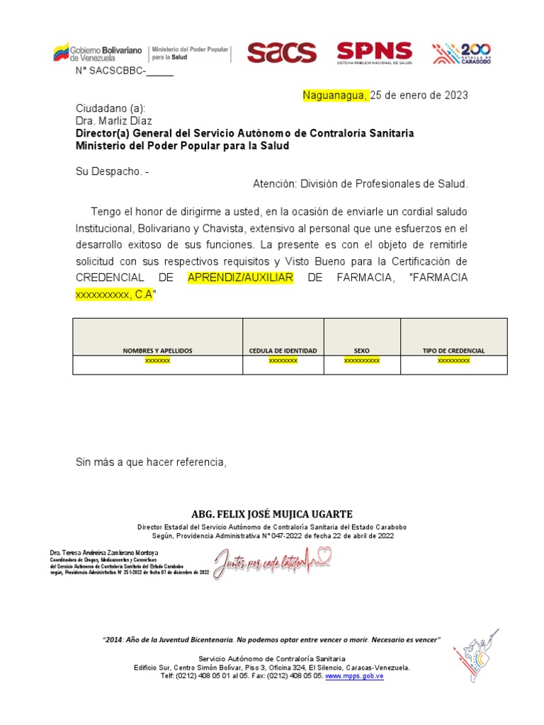MODELO VISTO BUENO - CREDENCIALES | PDF