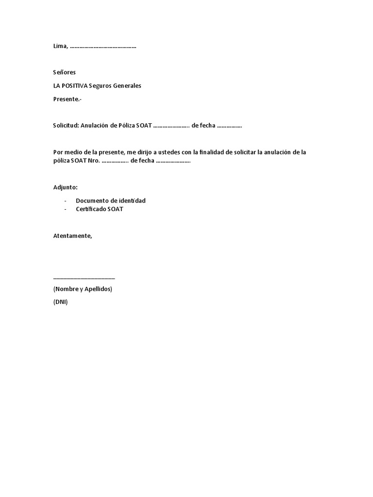 Modelo de Carta de Anulación | PDF