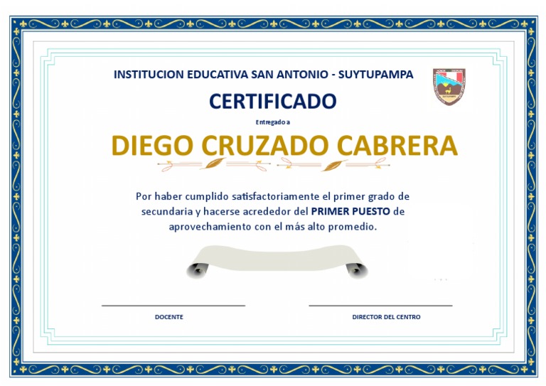 Diplomas Plantillas para Rellenar Espanol | PDF