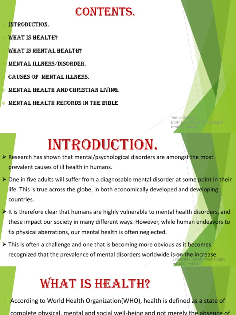 Mental Health Intro (HRA PRESENTATION) | PDF | Mental Health | Mental ...
