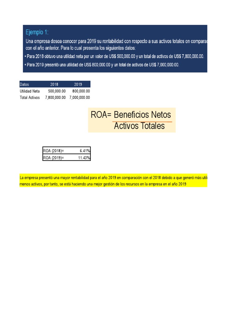 Análisis de ROA y ROE 2018-2019 | PDF